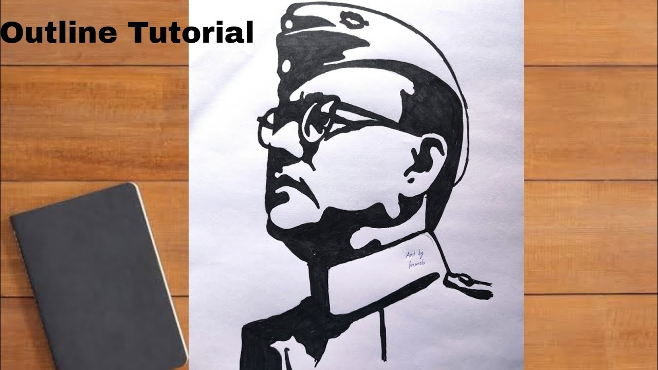 Shubhash Chandra Bose Stencil Drawing || Outline Drawing || #art # ...