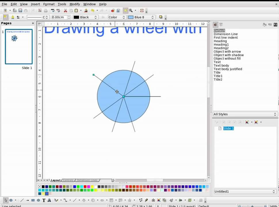 Creating a spoked wheel in OpenOffice.org Draw - YouTube