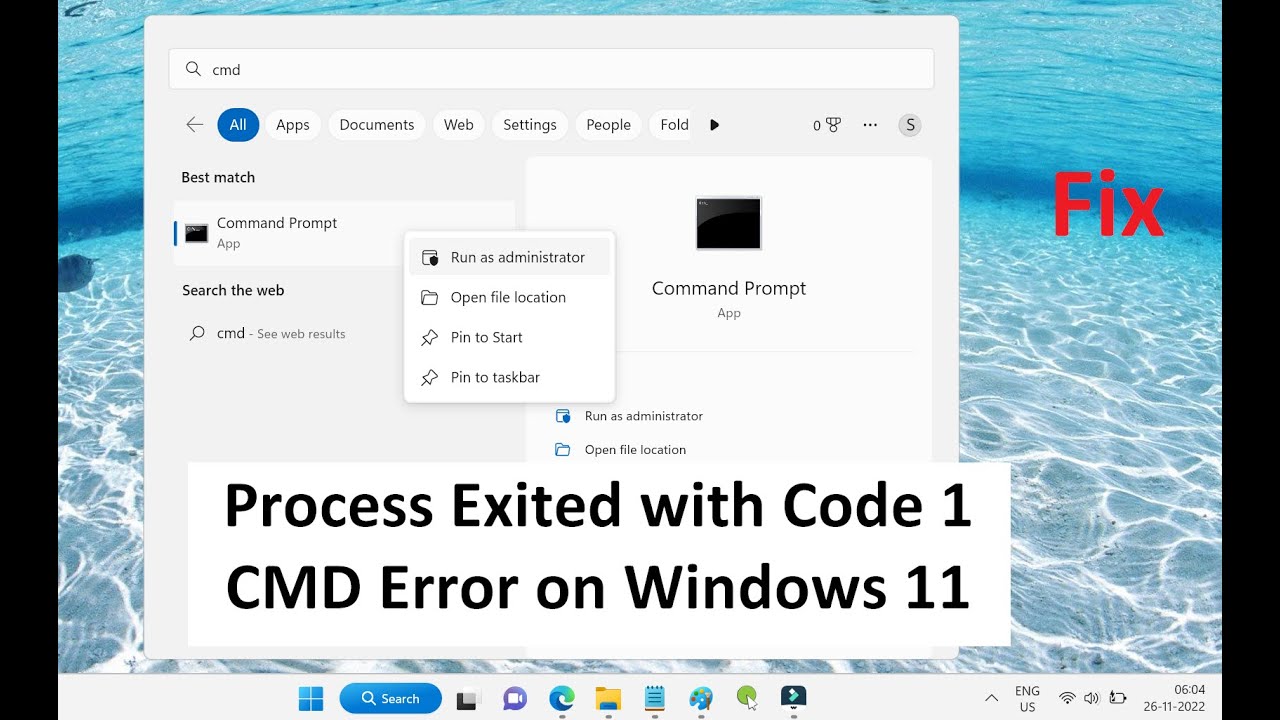Process Exited With Code 1 CMD Error On Windows 11 FIX YouTube