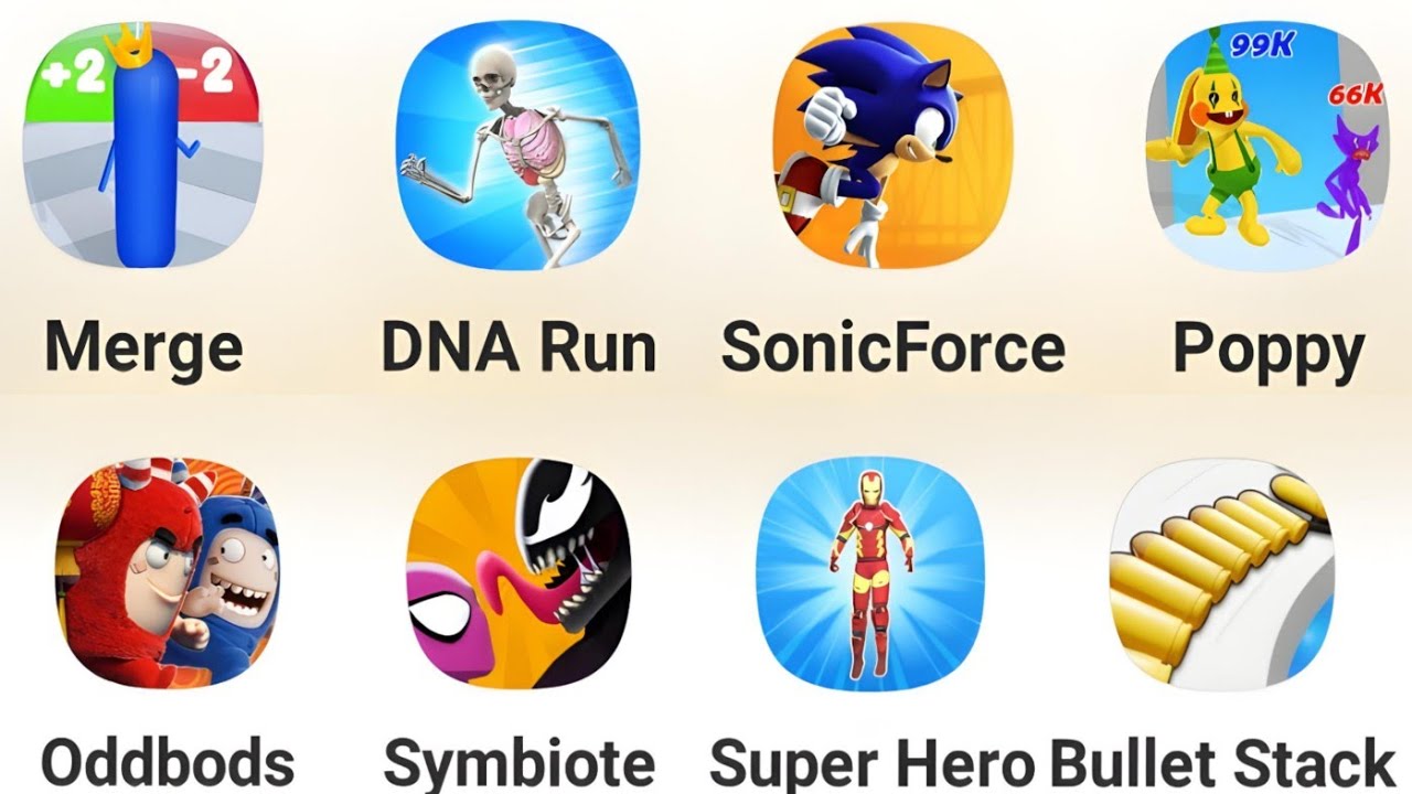 Merge Master, DNA Run, Sonic Forces, Poppy Monster, Oddbods Run ...