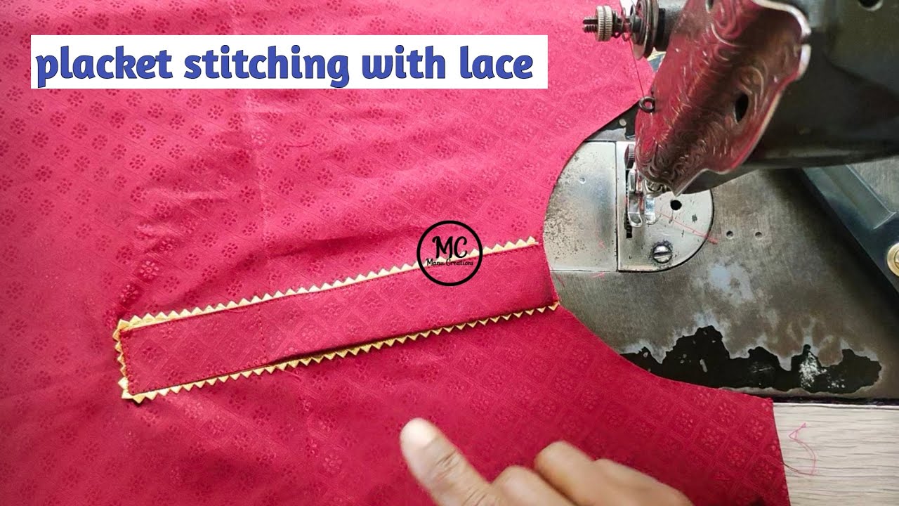 How to stitch placket || placket stitching || neck placket design ...