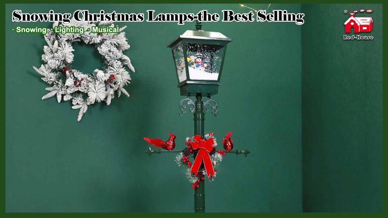 Lighted Northern Cardinal Winter Xmas lamp Post - YouTube
