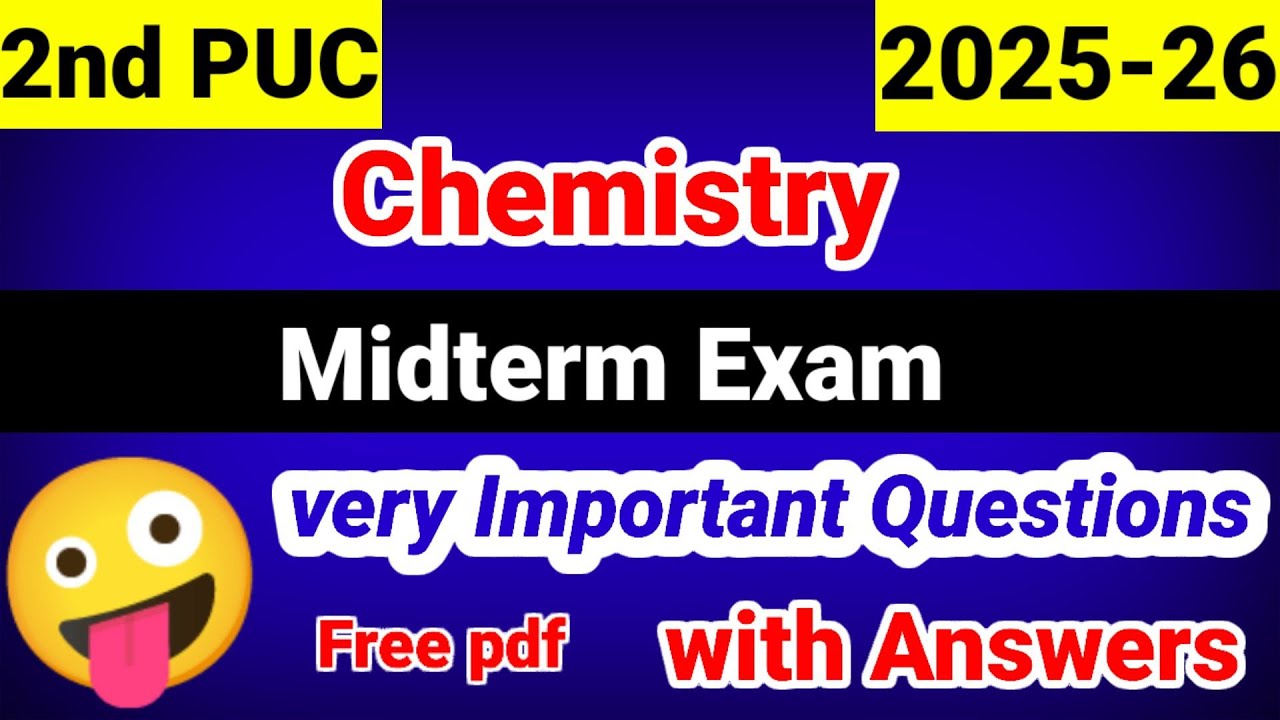 2nd PUC Chemistry important questions for midterm exam model question ...
