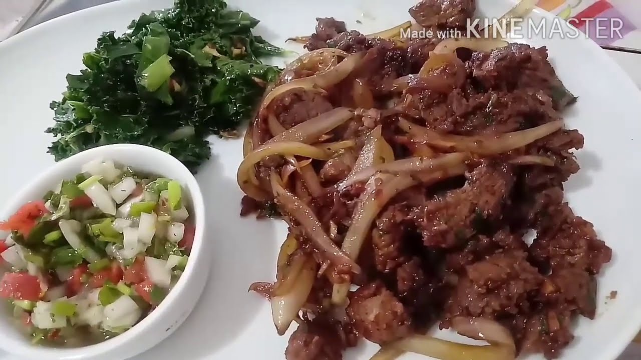 MEU ALMOÇO DE HOJE! PICADINHO ACEBOLADO +COUVE FRANCESA SALTEADA NO ...