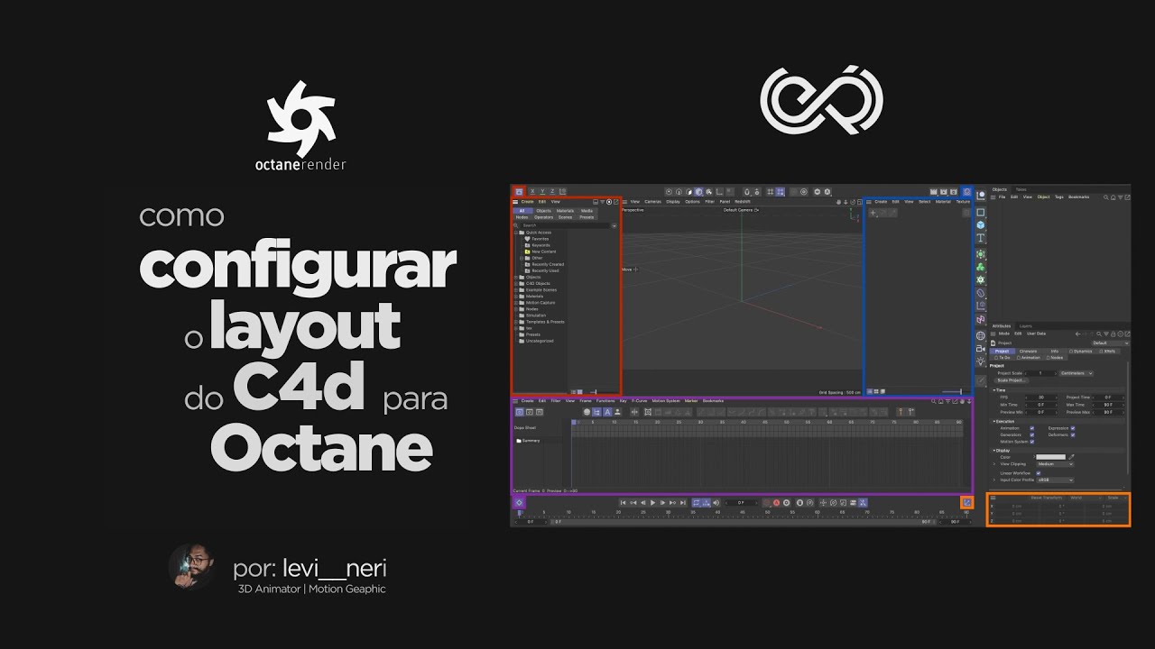 OCTANE RENDER AULA 02 Como configurar o layout do C4D para o Octane ...