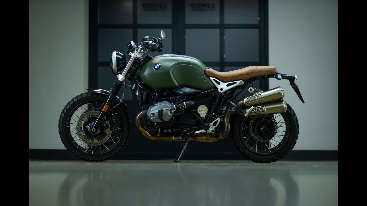 BMW R9T Full Wrap in Matt Military Green - YouTube