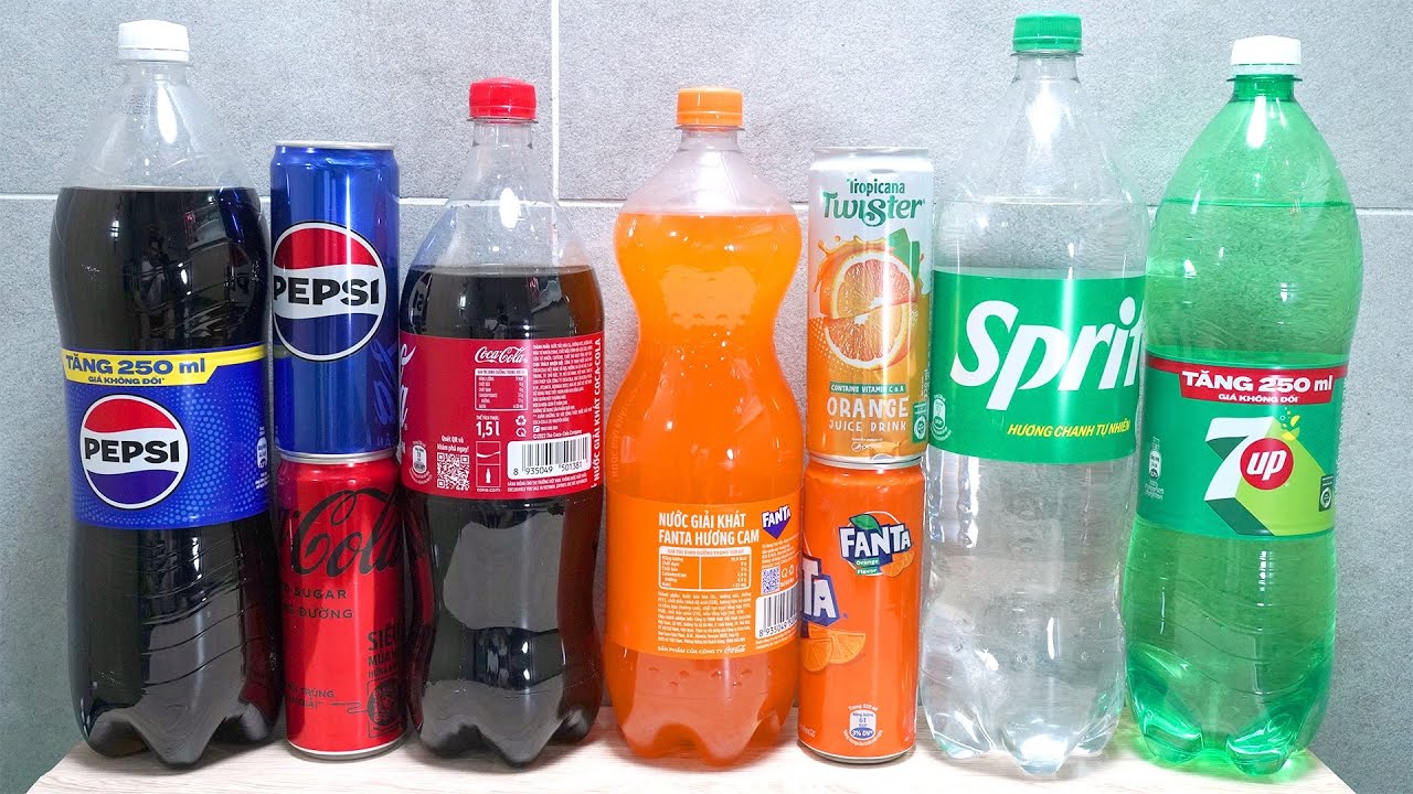 Experiment: How to make eruption by Coca Cola, Fanta, Pepsi, 7 Up ...