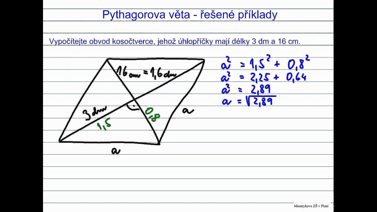 Pythagorova věta - příklad 4 - YouTube