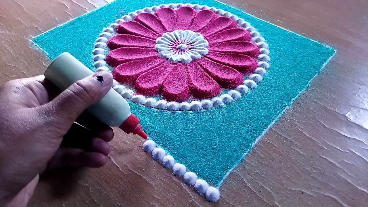 Amazing Square Shape Rangoli Design || Best Rangoli By Poonam || - YouTube