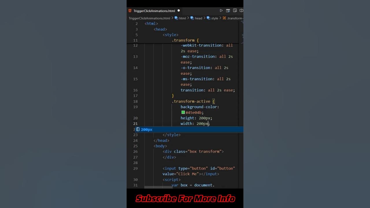 Trigger Animation on click handler with JavaScript #techchannel #trending #shorts #quickjs - YouTube