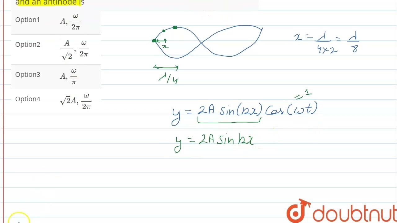 The equation of a standing wave in a string fixed at both its ends is given as y=2A sin kx cos o ...
