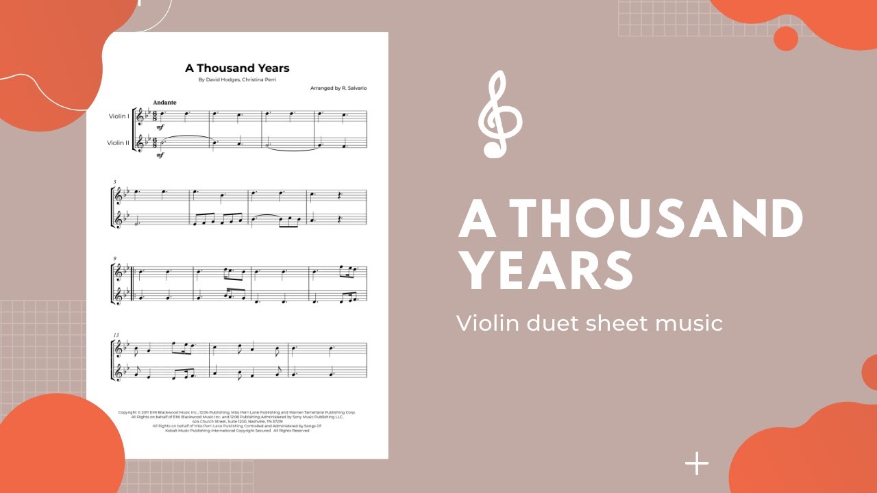 A Thousand Years Violin Duet Sheet Music - YouTube