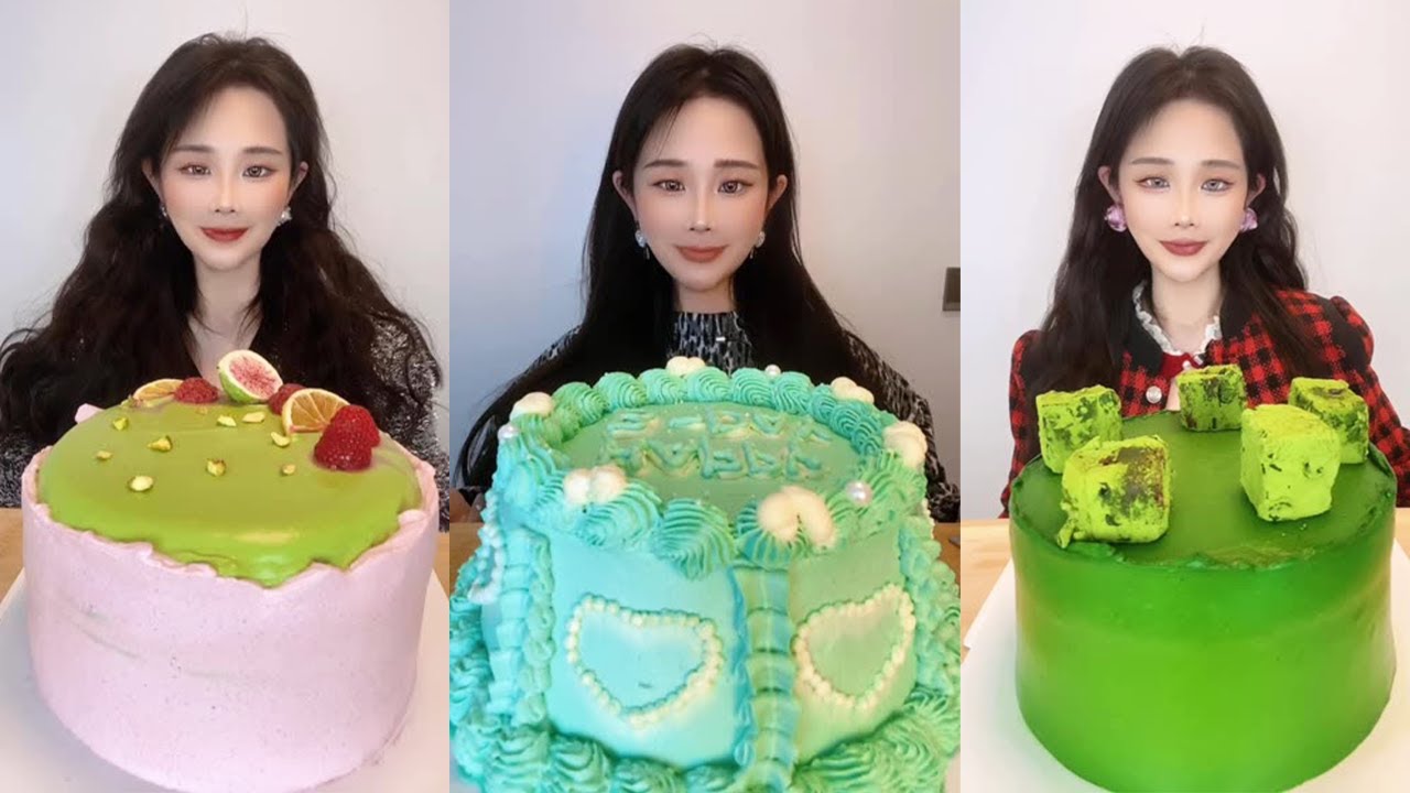Asmr🍰Eating Green Mint Cream Cake🍰 (Soft And Waxy Sound) 크림丨먹방丨Mukbang ...