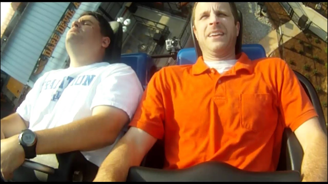 Dare Devil Dive Roller Coaster Rider Cam POV Front Seat Six Flags Over ...