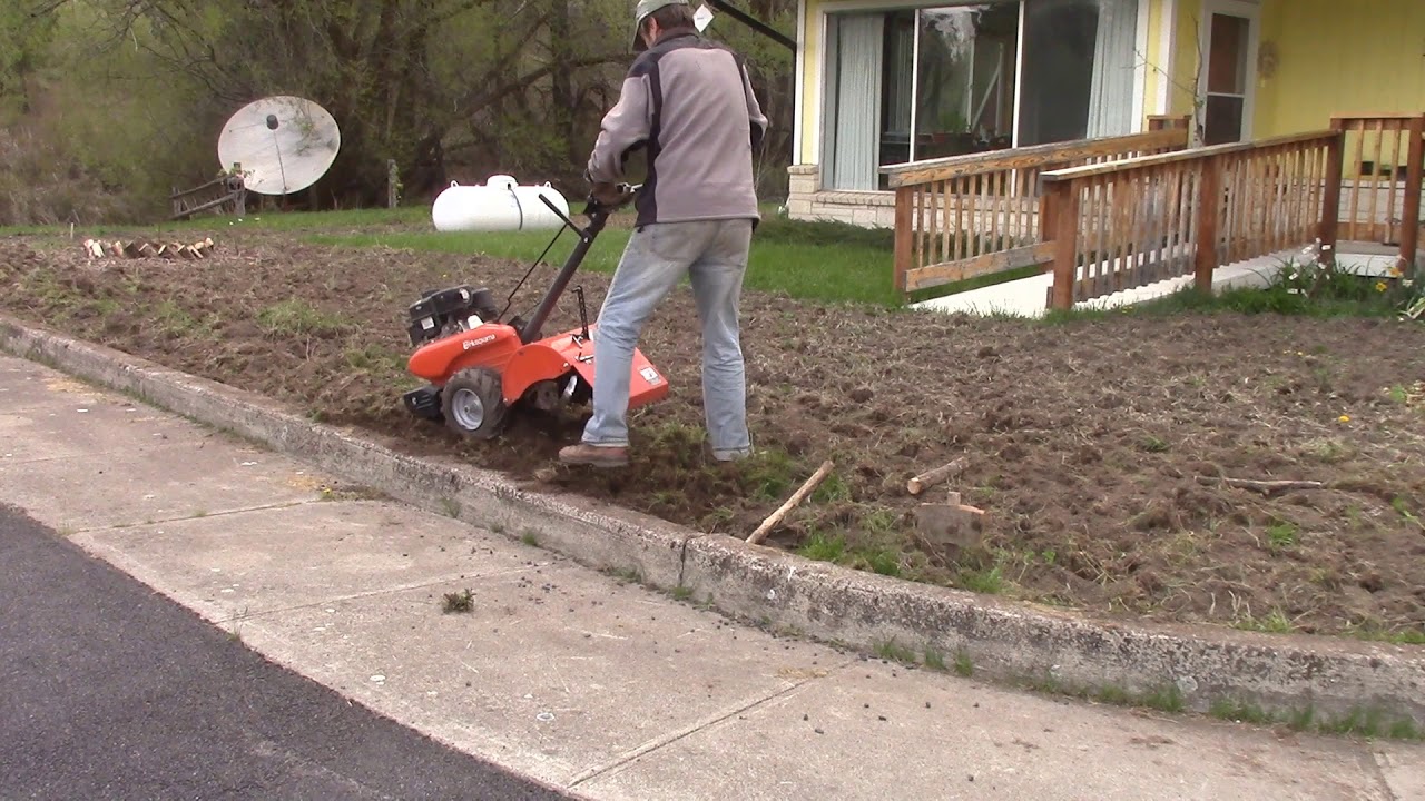 2019 05 04- Tilling up lawn for edibles - YouTube