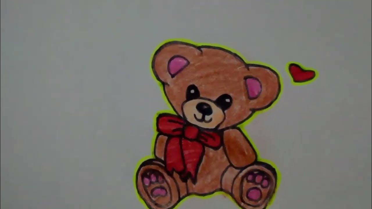 Taddy Bear Drawing Easy Step By Step/Colour full taddy bear drawing/cute and easy taddy bear ...