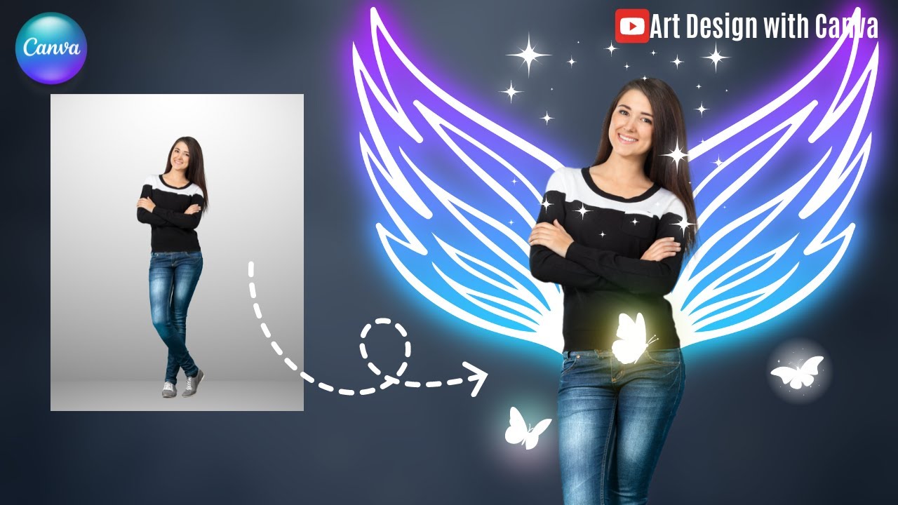 Canva Tutorial Photo Manipulation Add Glowing Fantasy Wings to a Photo - YouTube