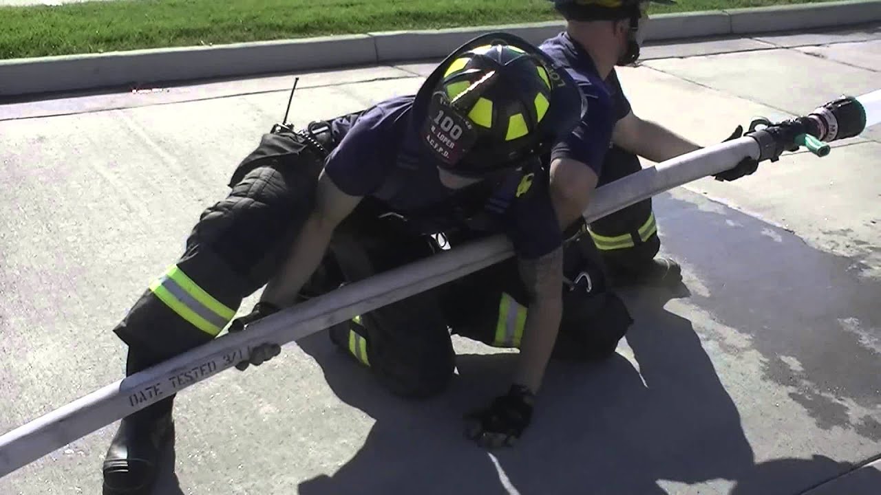 Adams County Fire Rescue hose management 2 1/2 inch - YouTube