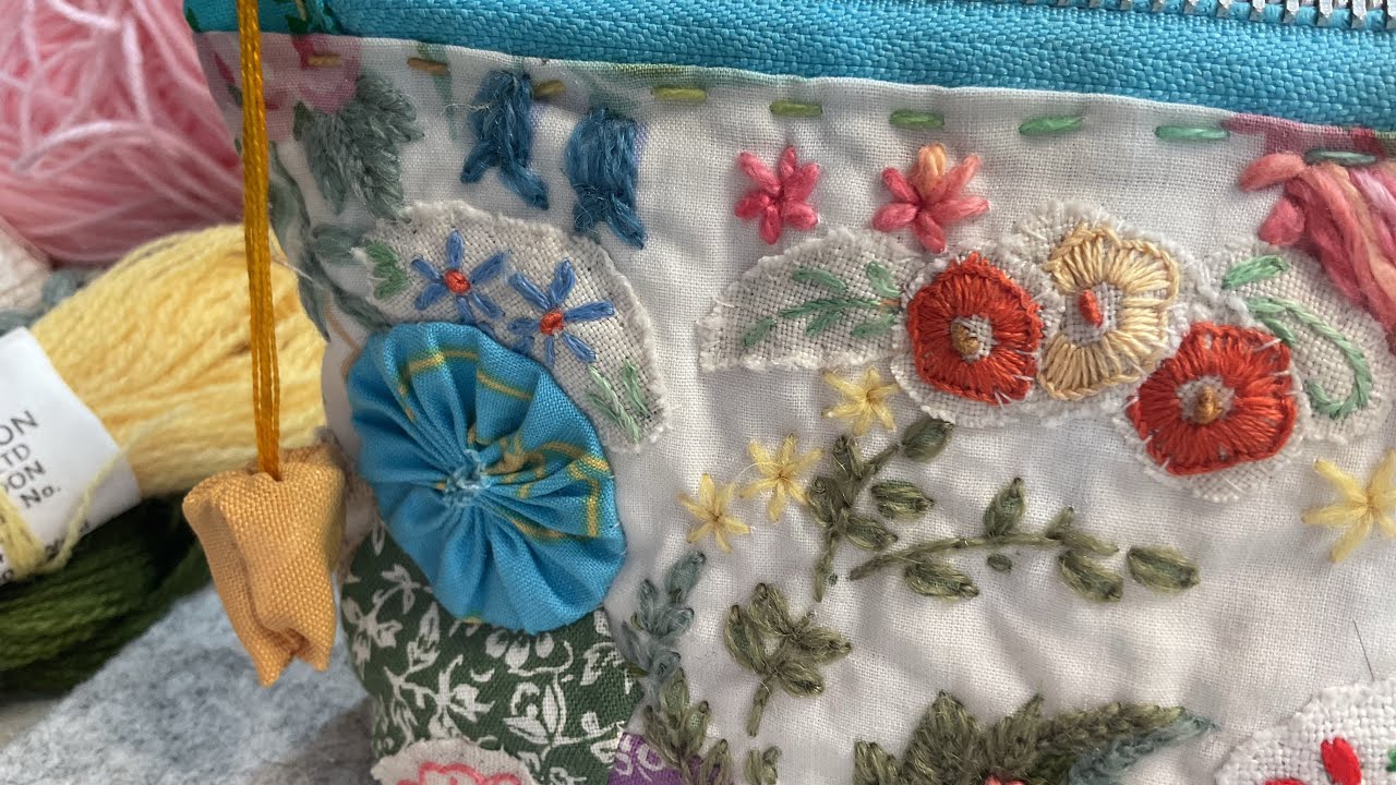 Part 2 hand stitched zipper pouch with fob and epp #handmade - YouTube