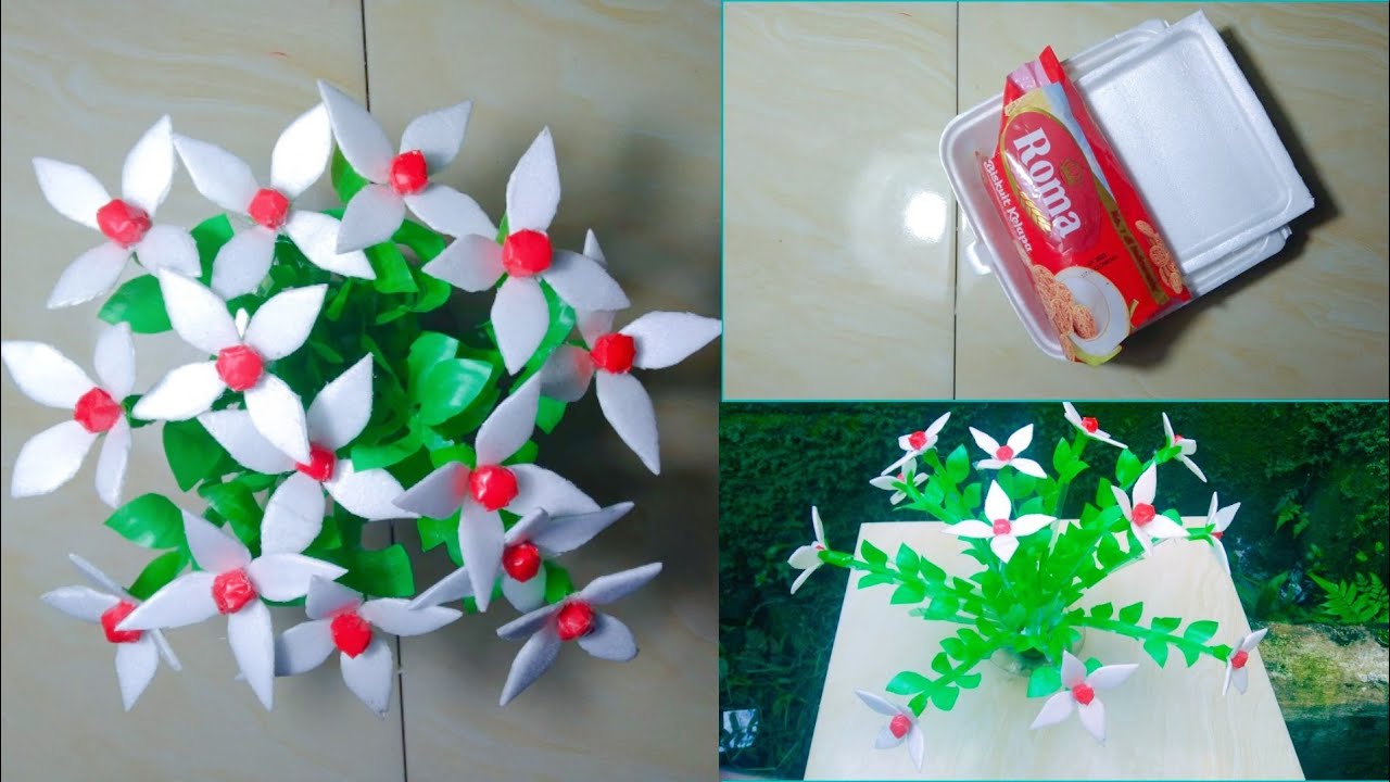 Ideas Kreatif//Beautiful Flower From Styrofoam //Bunga Cantik Dari ...