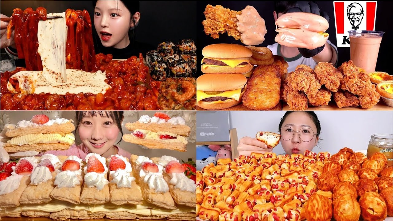 EXTREME CHEESE PULL MUKBANG 🧀🔥 Spicy Korean Food + KFC Fried Chicken ...