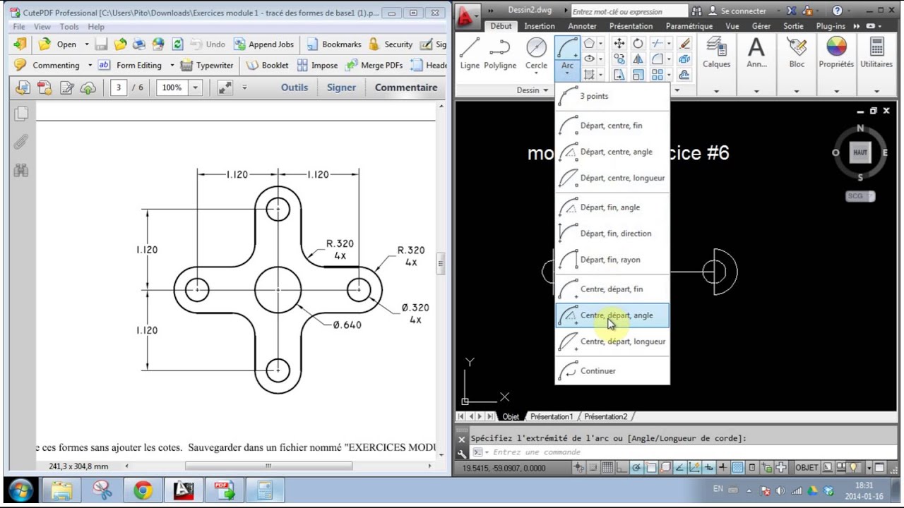 dessins simples avec AutoCAD (ex.1.6) - YouTube