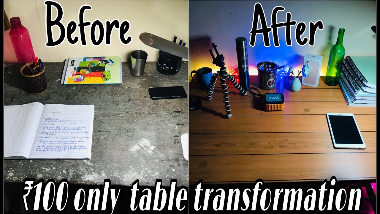 Study Table Transformation In Budget ₹100| Hostel Room decorations ...
