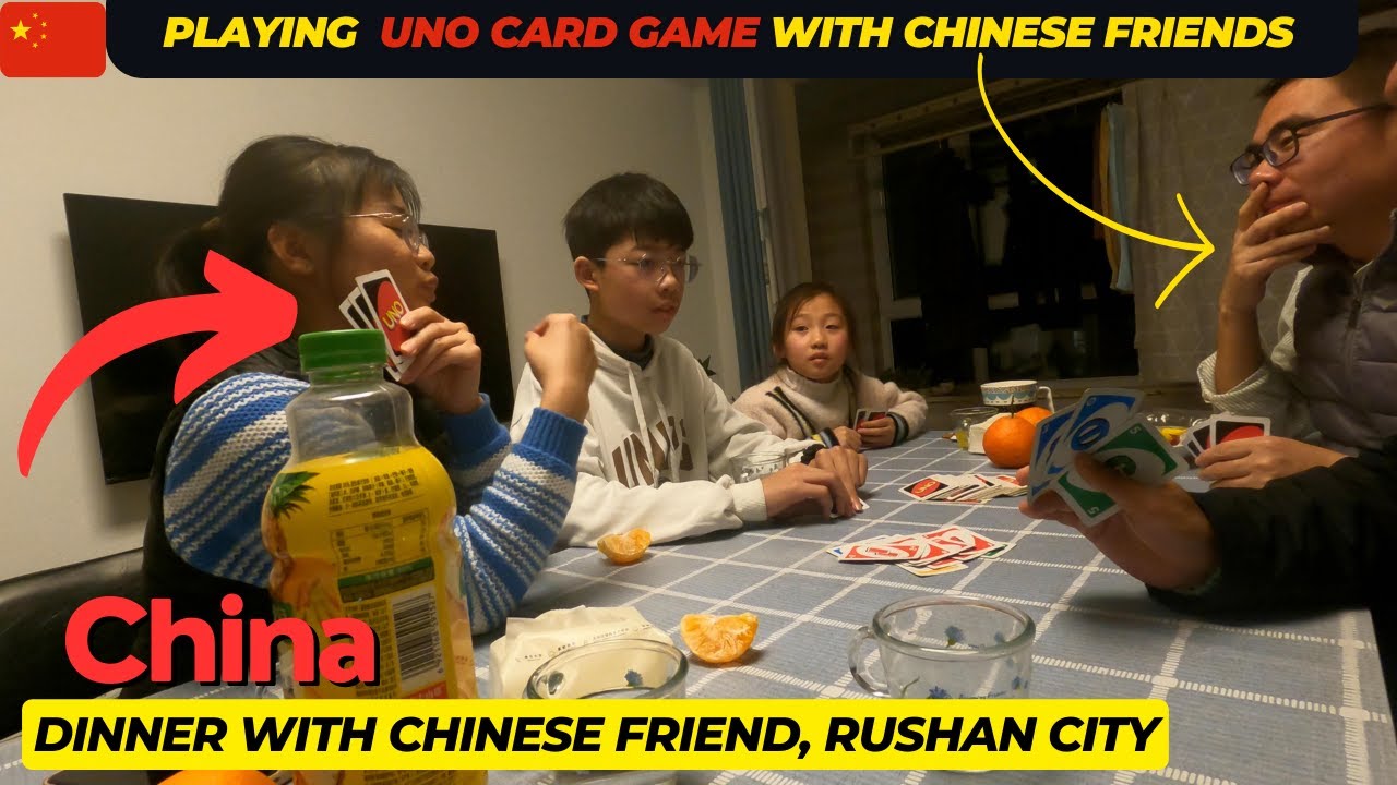 UNO card Playing with Chinese friend | Dinner with friend - YouTube