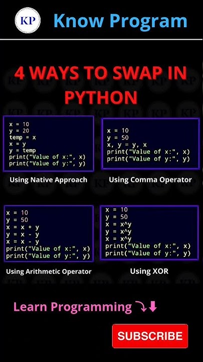 4 Ways To Swap In Python 👨‍💻 Shorts Python3 Knowprogram Youtube 