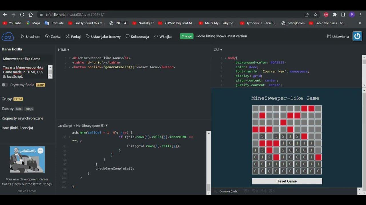 Web Development Stuff | Minesweeper-like Game in HTML, CSS & JS - YouTube