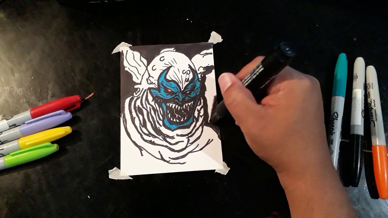 Cómo dibujar al PAYASO DE SPAWN VIOLATOR con Marcadores RETO DRAWING ...