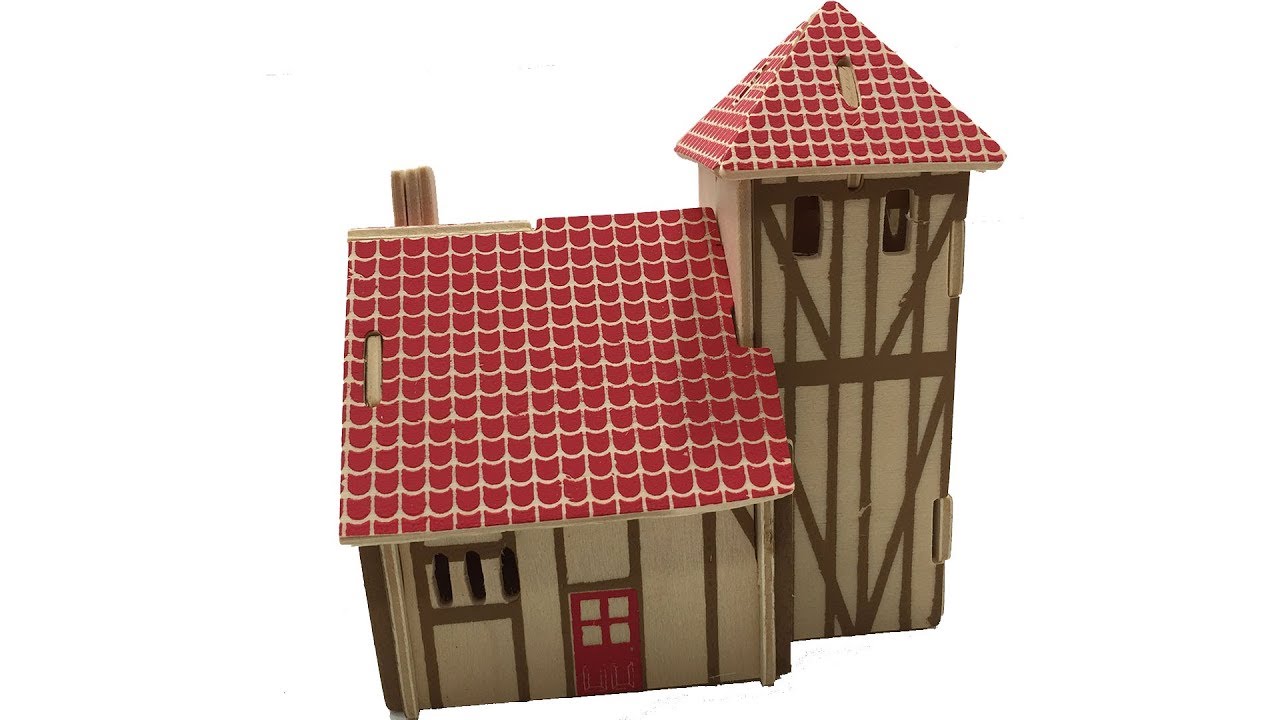 DIY Miniature Wooden Villa ~ Woodcraft Construction Kit - YouTube