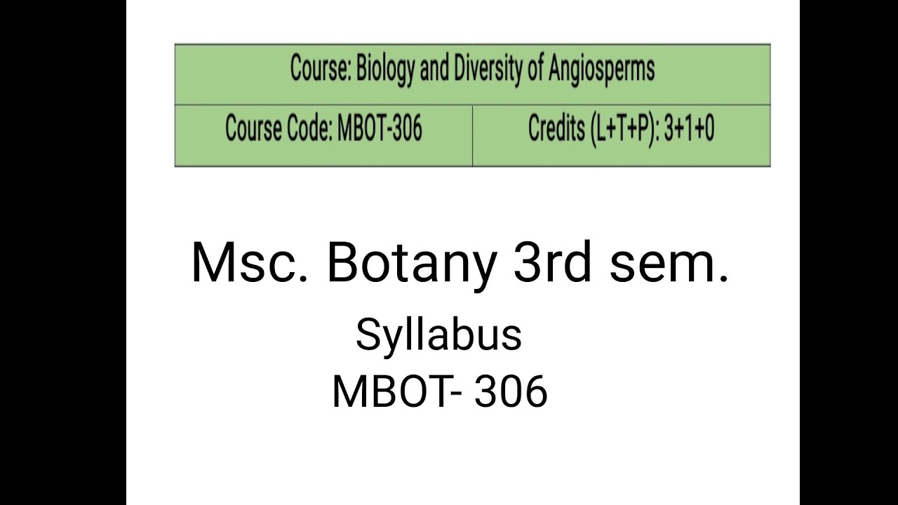 Msc. Botany 3rd sem | MBOT-306 | Syllabus | HPU | Biology and diversity ...