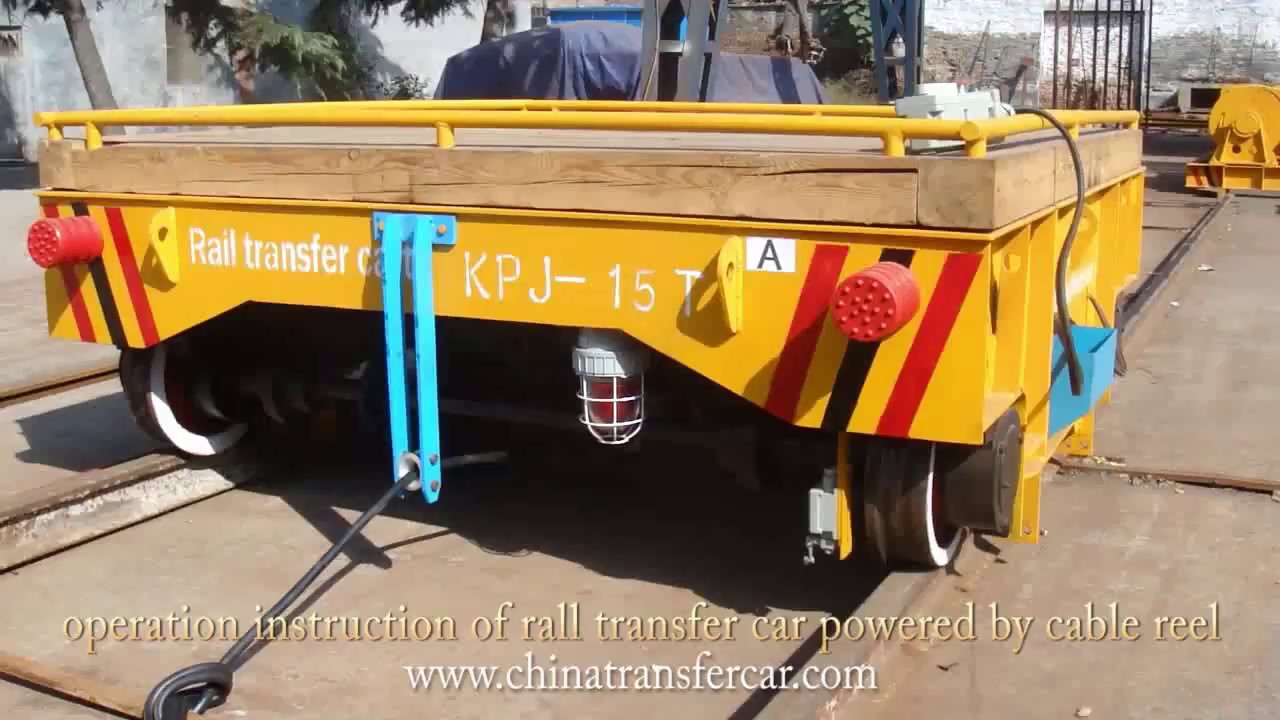 Machinery equipment transport tool cable reel powered rail car - YouTube