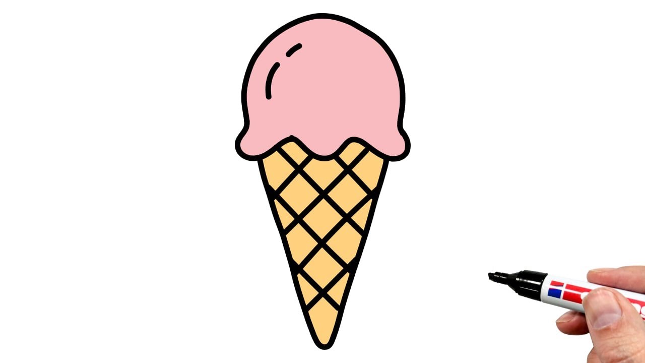 How to Draw an Ice Cream Cone - YouTube