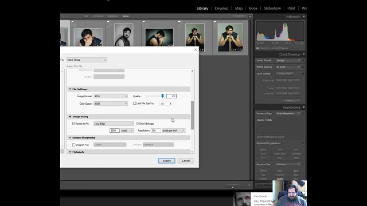how to set jpg export settings in LR CC - YouTube
