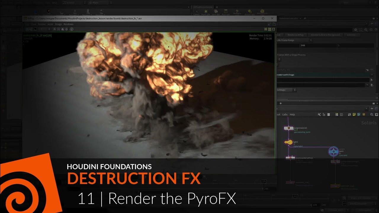 Houdini Foundations | Destruction FX 11 | Render the PyroFX - YouTube