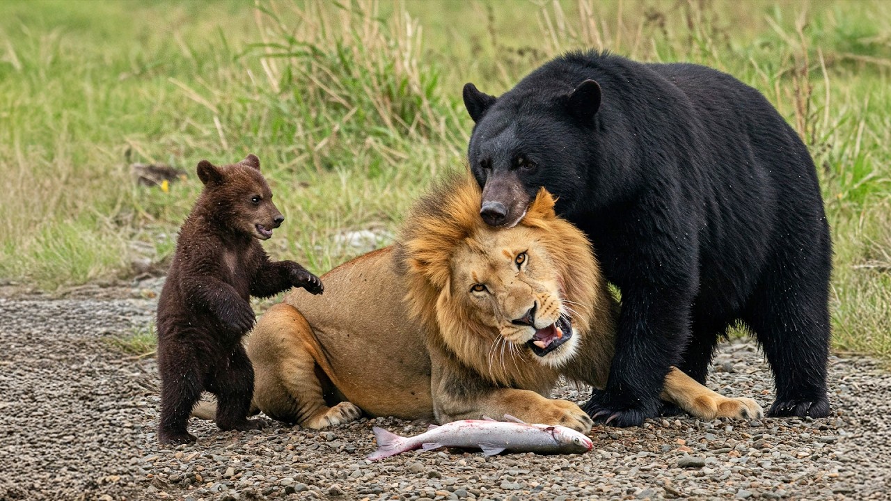 Lion escapes cage and is attacked by bear. What happens next will shock ...