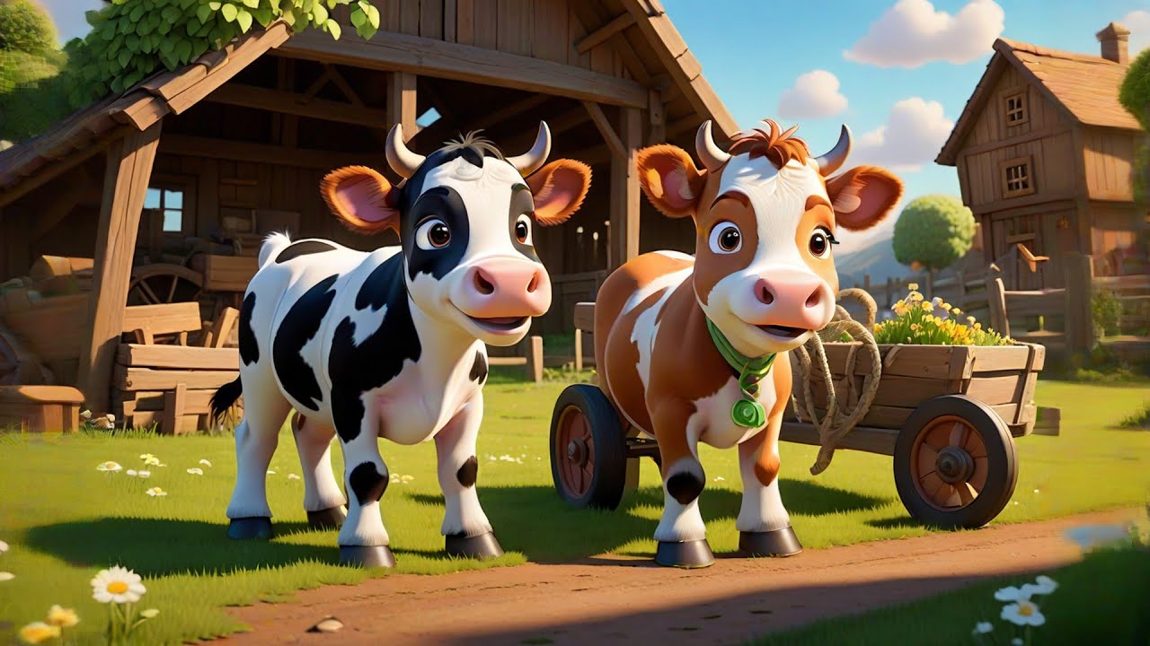 Two Baby Cows Go for a Ride | Cow Song for Kids | Fun Animal Rhyme ...