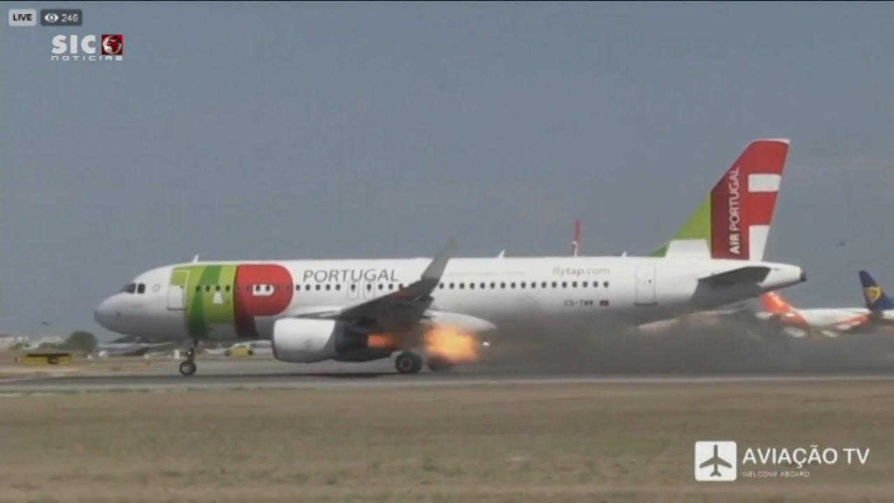 Avião da TAP sofre estol de compressor e aborta decolagem - YouTube