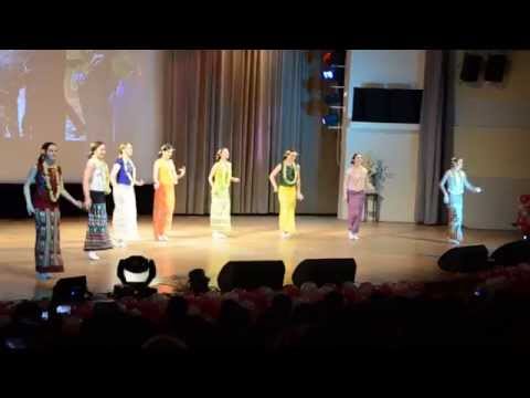 russian cuties girls with myanmar traditional clothes and with myanmar dance