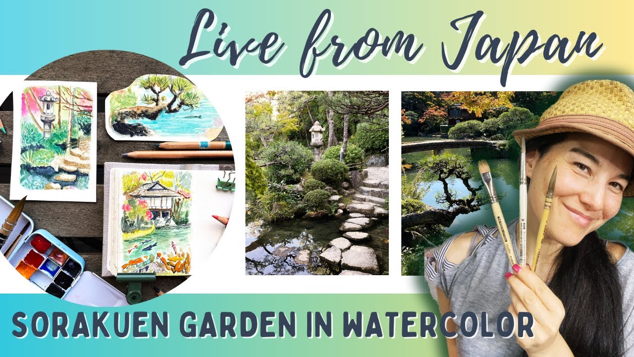 Step by Step JAPANESE GARDEN in WATERCOLOR / Live tutorial with Keiko ...