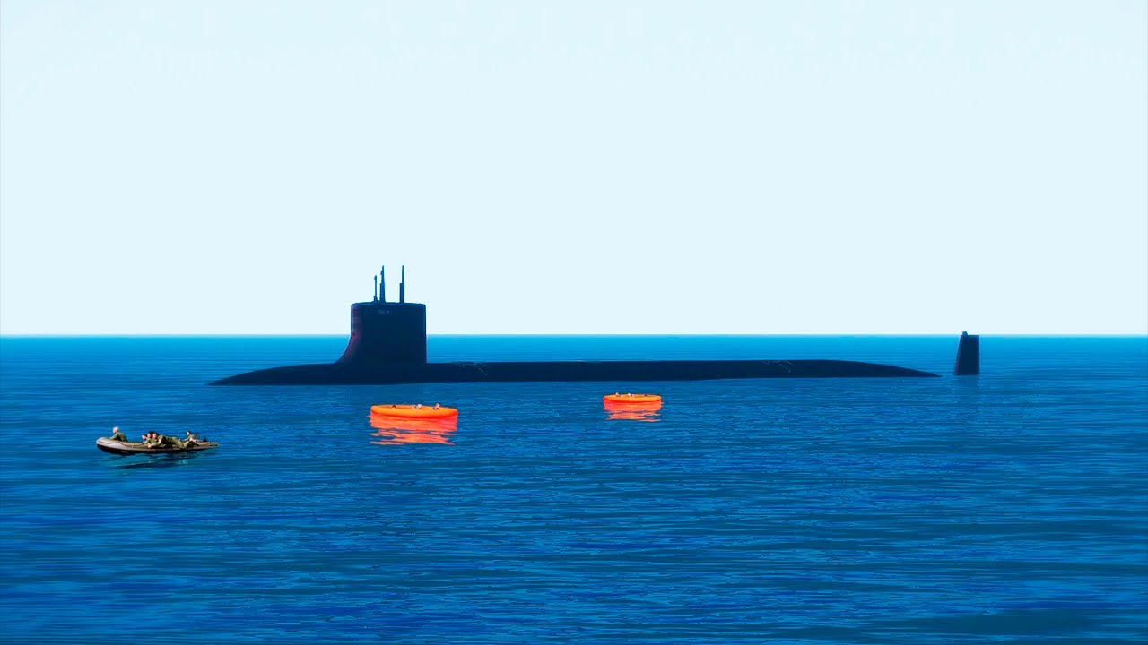A huge submarine ran aground and was hit by anti-submarine A-10 and Ka ...