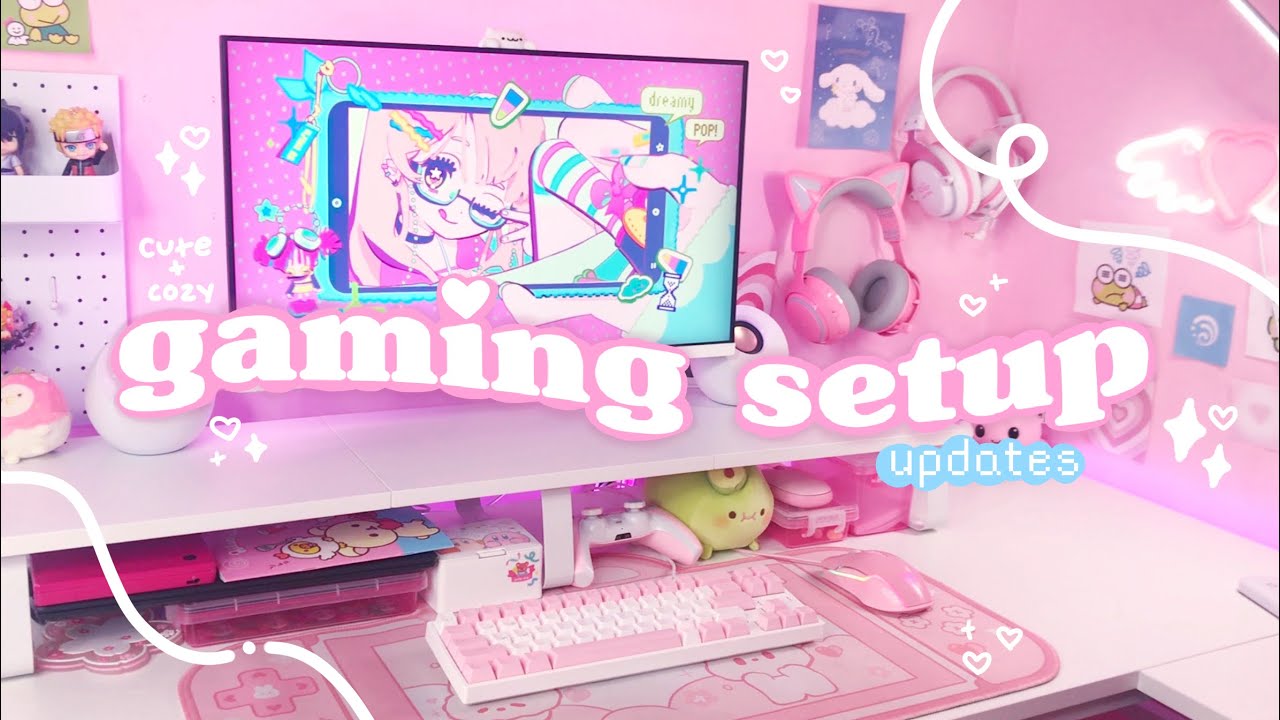 🌸 cute and cozy gaming setup updates for the start of spring | new ...