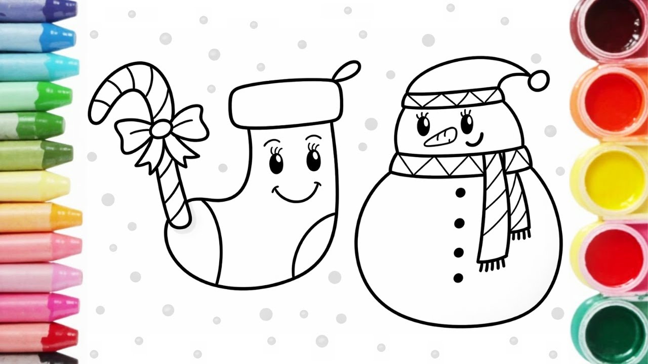 Christmas Drawing | How to Draw Christmas Stocking, Candy Cane and ...