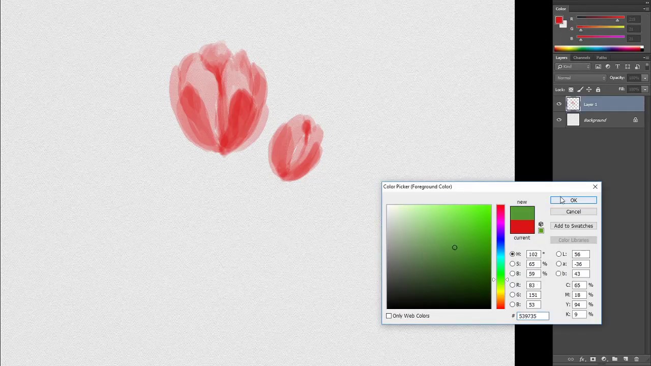 flower painting on photoshop in watercolor style. - YouTube