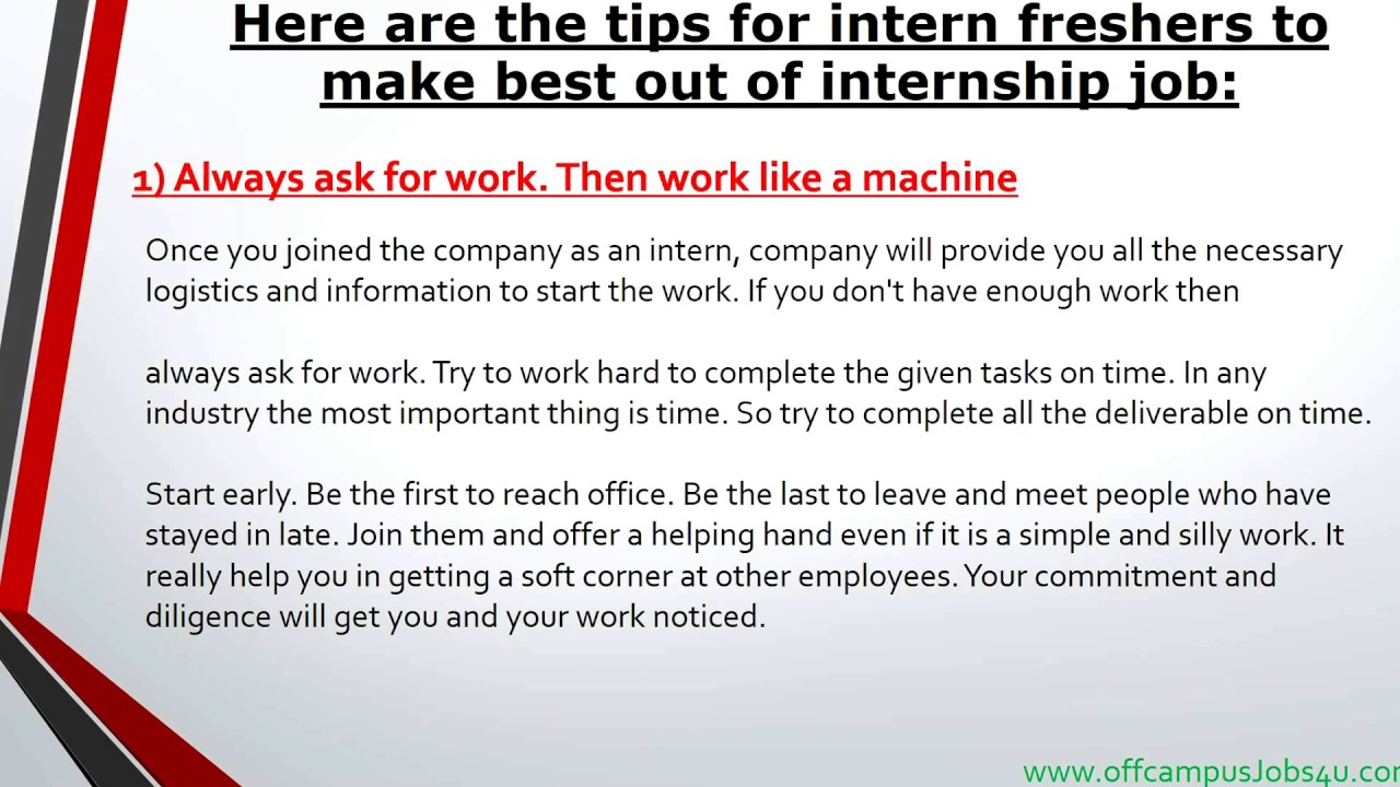 5 Tips for intern freshers to turn your internship into a job. - YouTube