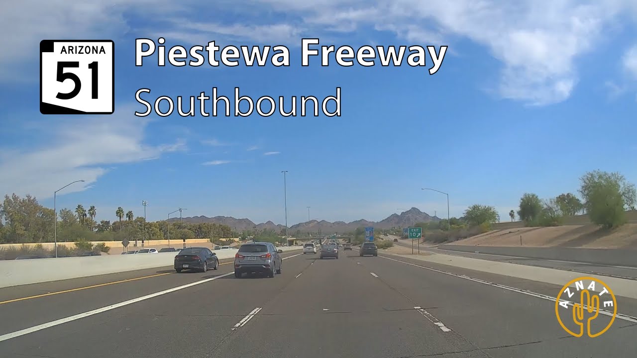 Arizona SR 51 Piestewa Freeway Southbound - Real-time Drive - YouTube