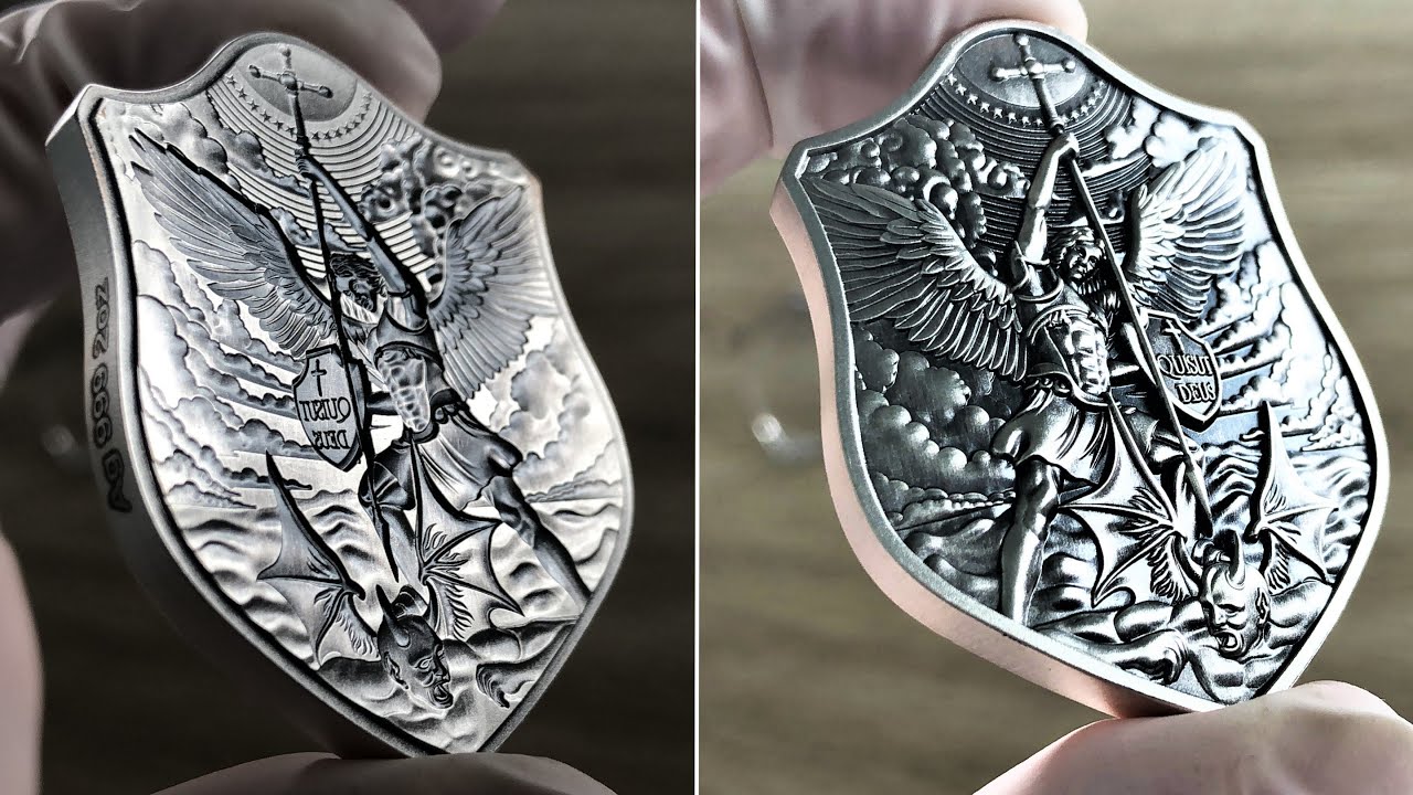 2oz St Michael Shield Silver Stacker - YouTube