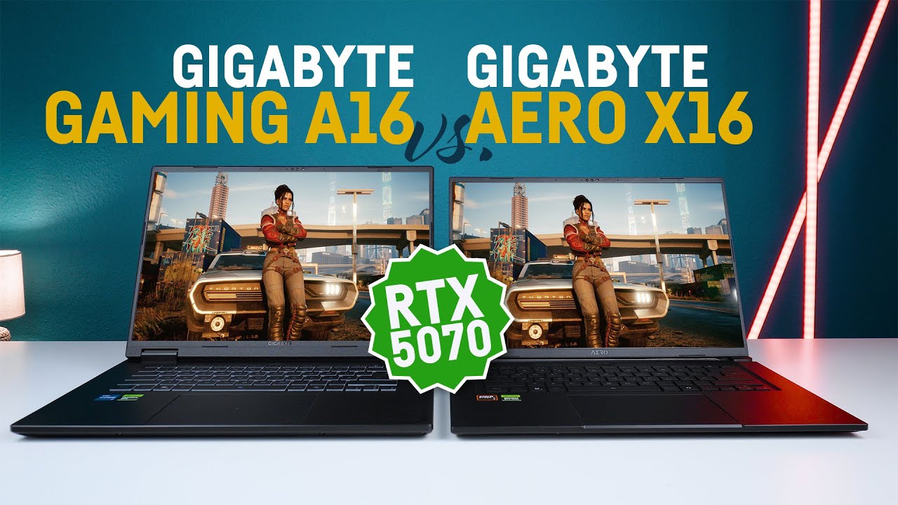GIGABYTE: GAMING A16 vs AERO X16 - Two RTX 5070 Laptops compared - YouTube